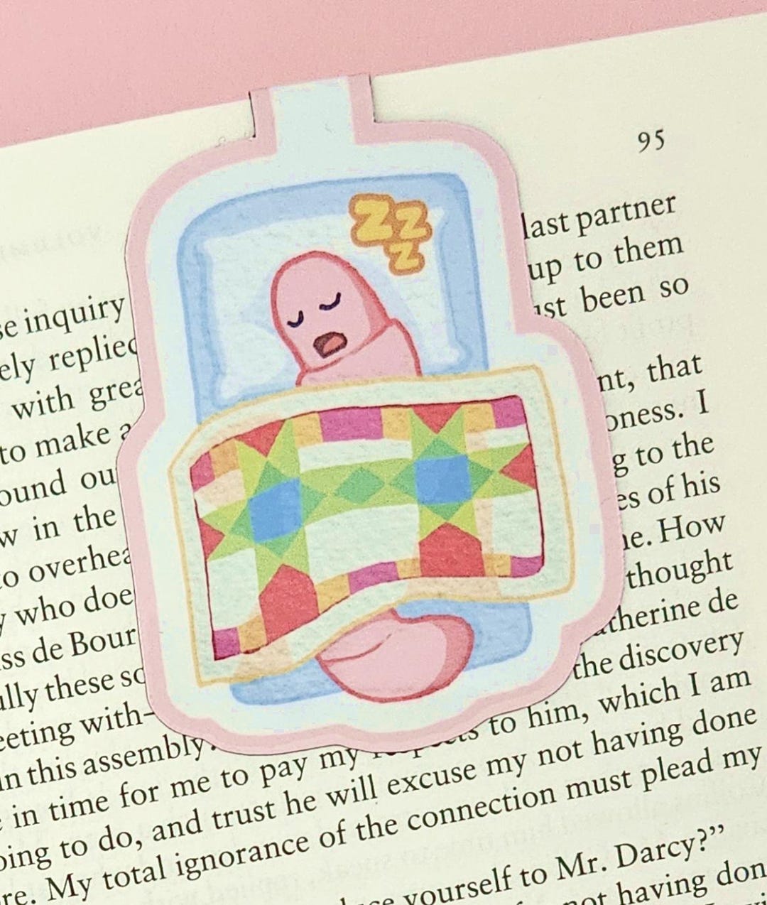 Double-sided Tired Bookworm Bookmark Magnet 3.5" - Etsy