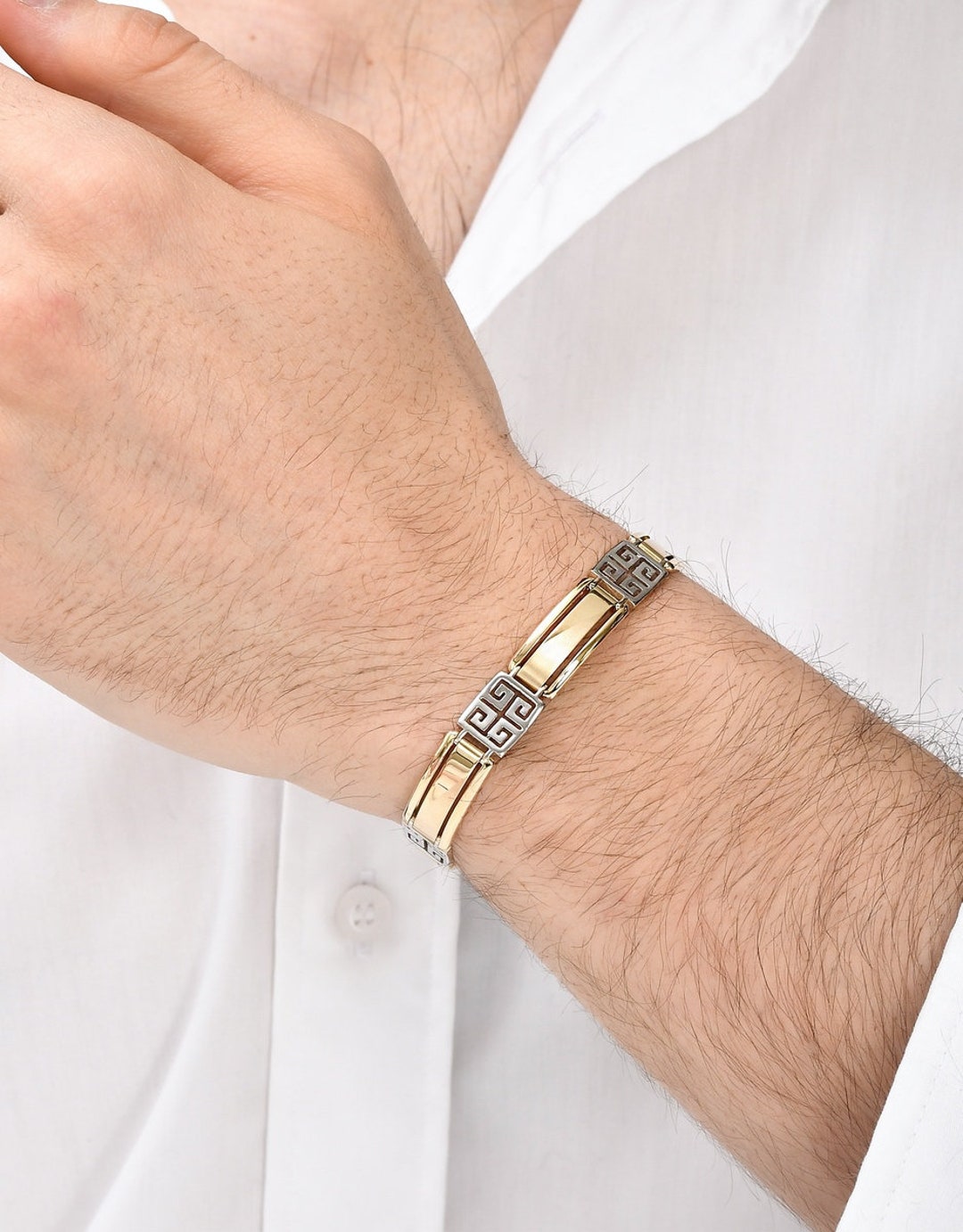 GOLD HANDMADE BRACELET Man Bracelet Chunky Gold Bracelet - Etsy