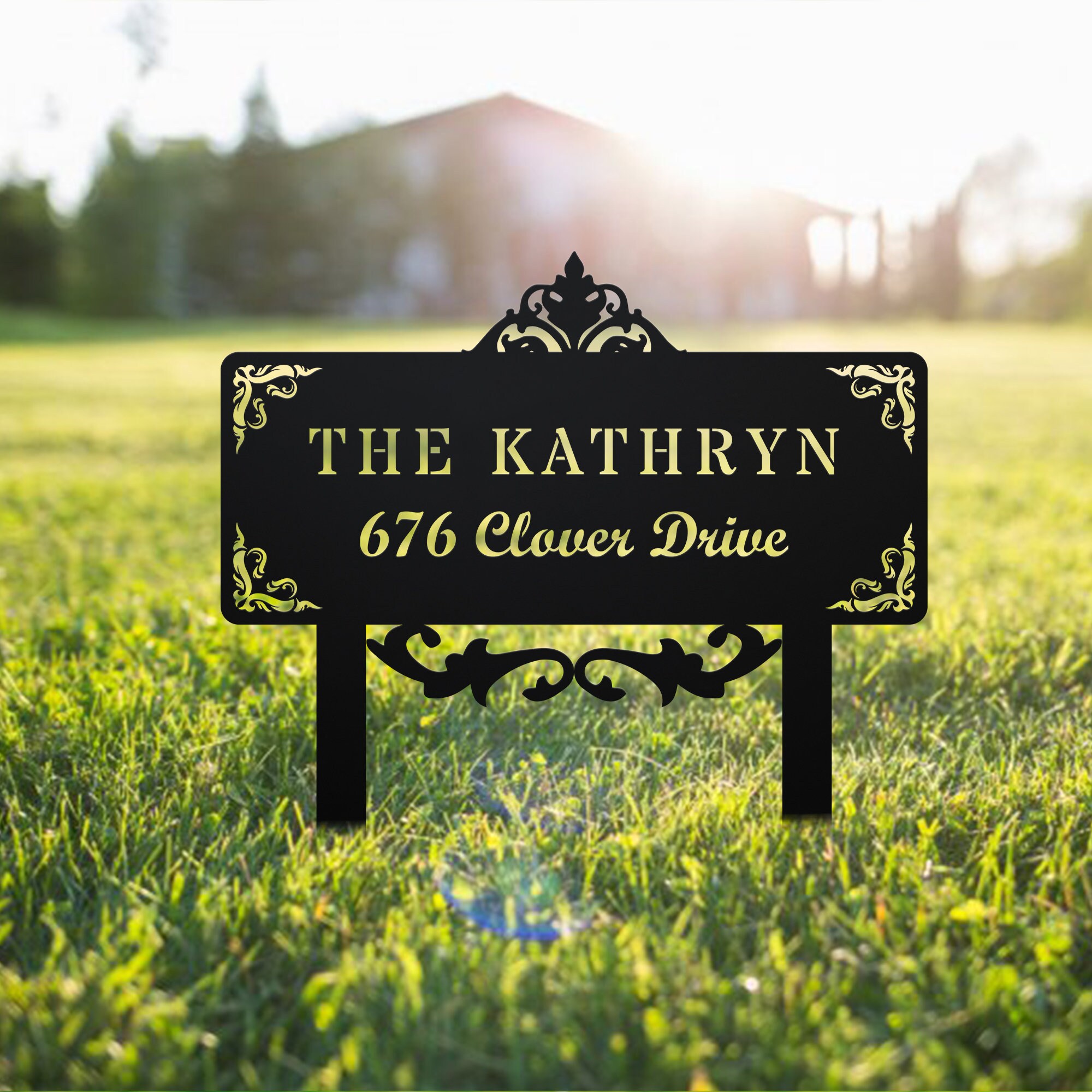 Custom Metal Yard Sign Stake Personalized Address Sign House Etsy