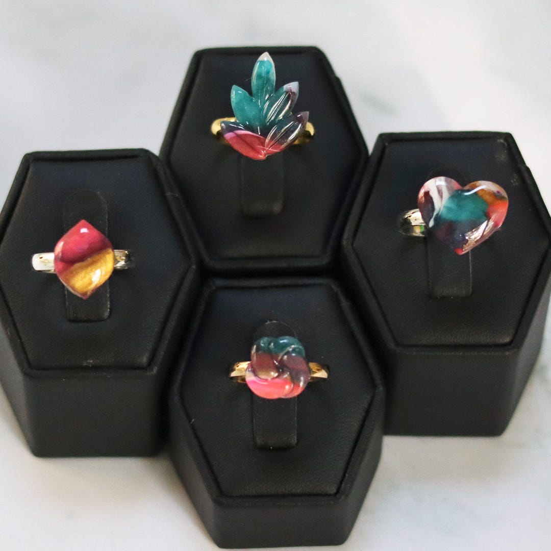 Aurora Quartz Faux Stone Polymer Clay Nailfie Rings - Etsy