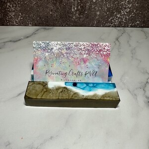 Business Card Holder, Customizable Resin Art, Unique Desk Accessory ...