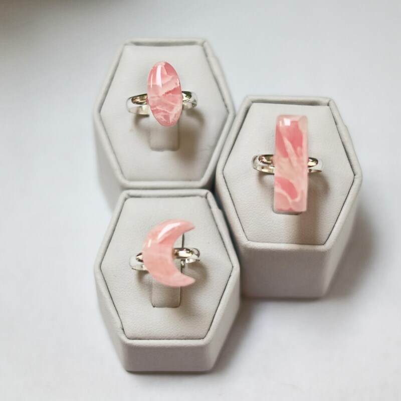 Pink Stone Bezel Set Ring - Etsy