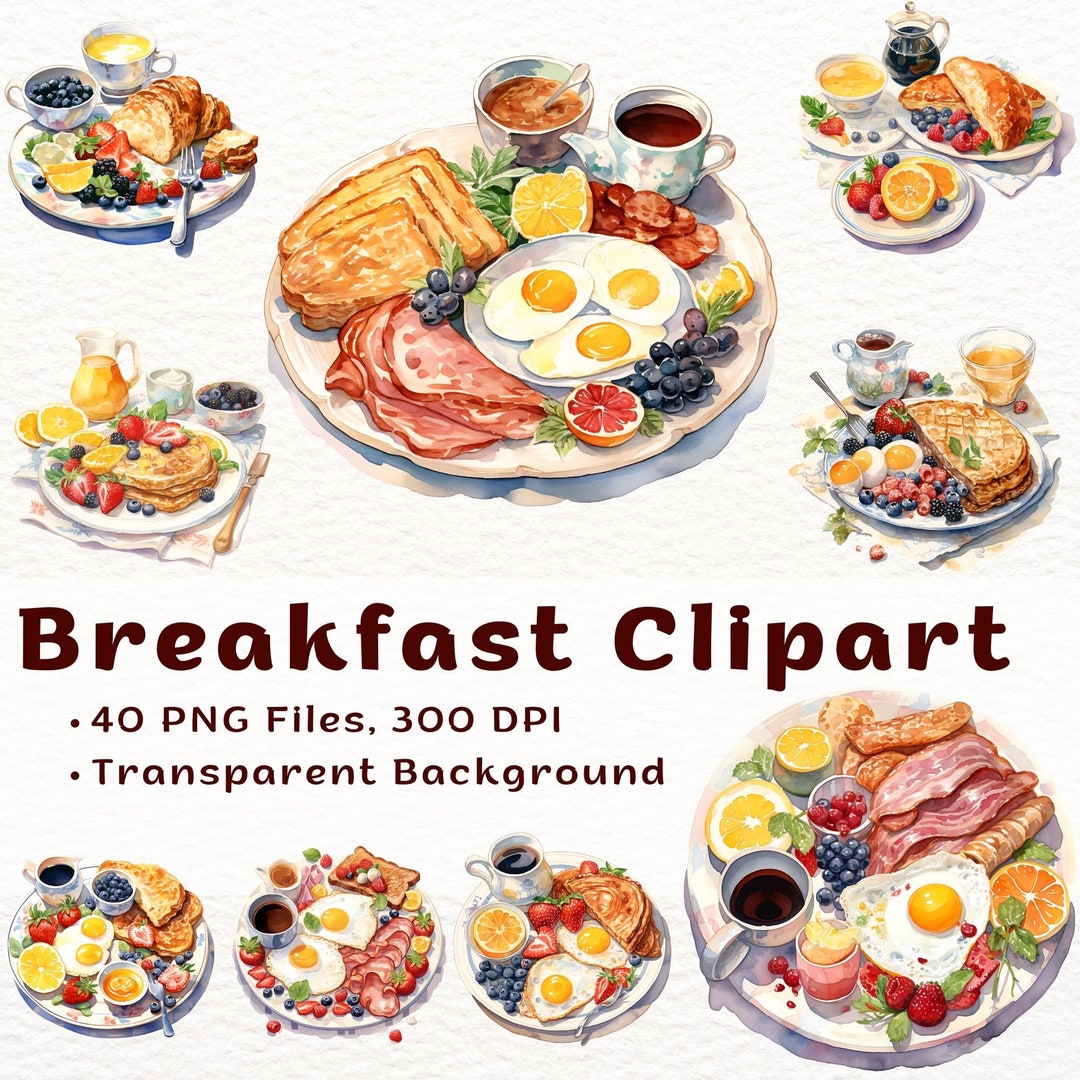 Breakfast Clipart 40 High-quality Pngs Digital Download - Etsy
