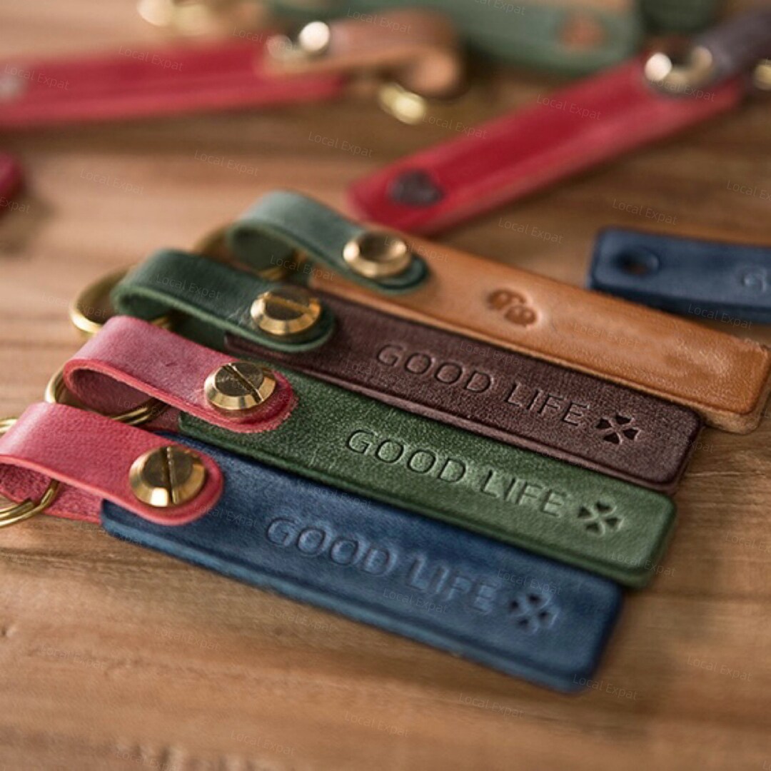 Durable Genuine Leather Key Chain Name Engraved Bag Charm Handmade ...