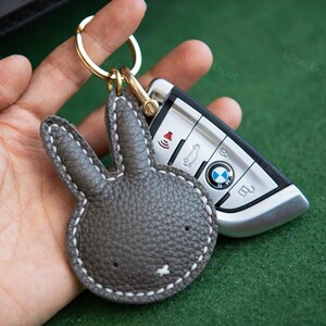 DIY KIT Durable Genuine Leather Cute Rabbit Deer Key Chain Name ...