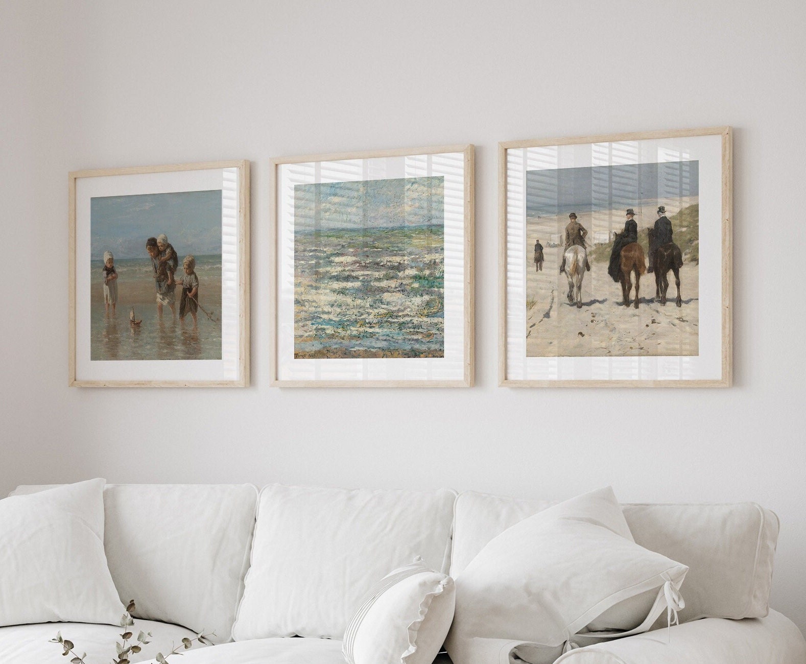 Square Vintage Seaside Art, Vintage Wall Gallery, Livingroom Wall Art ...