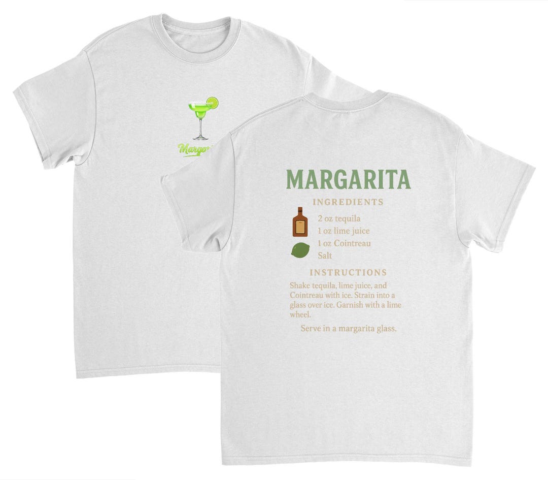 Margarita Cocktail Recipe Shirt: Tequila Drink Lover Summer Party ...