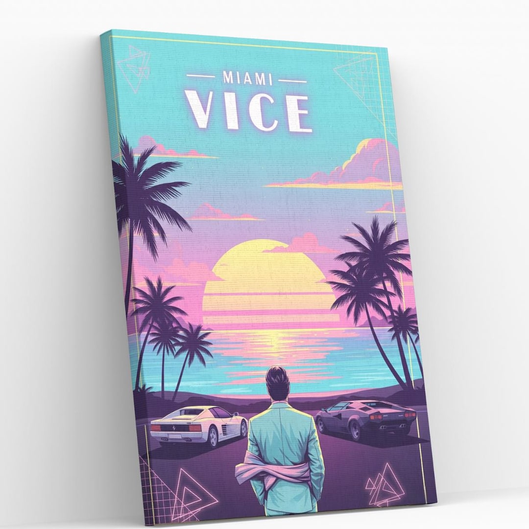 Miami Vice Poster – 80s Vaporwave Sunset Art Print - Etsy