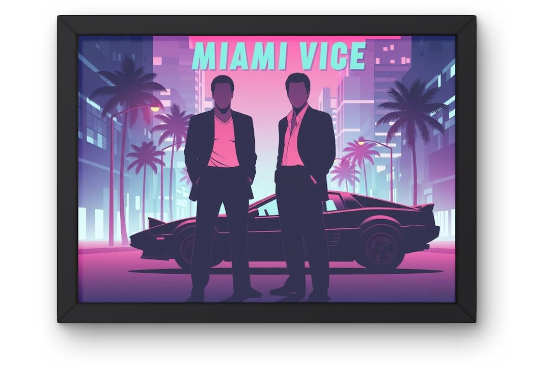 Miami Vice Poster: 80s Retro TV Show Art, Synthwave Decor (24x36 Rolled ...