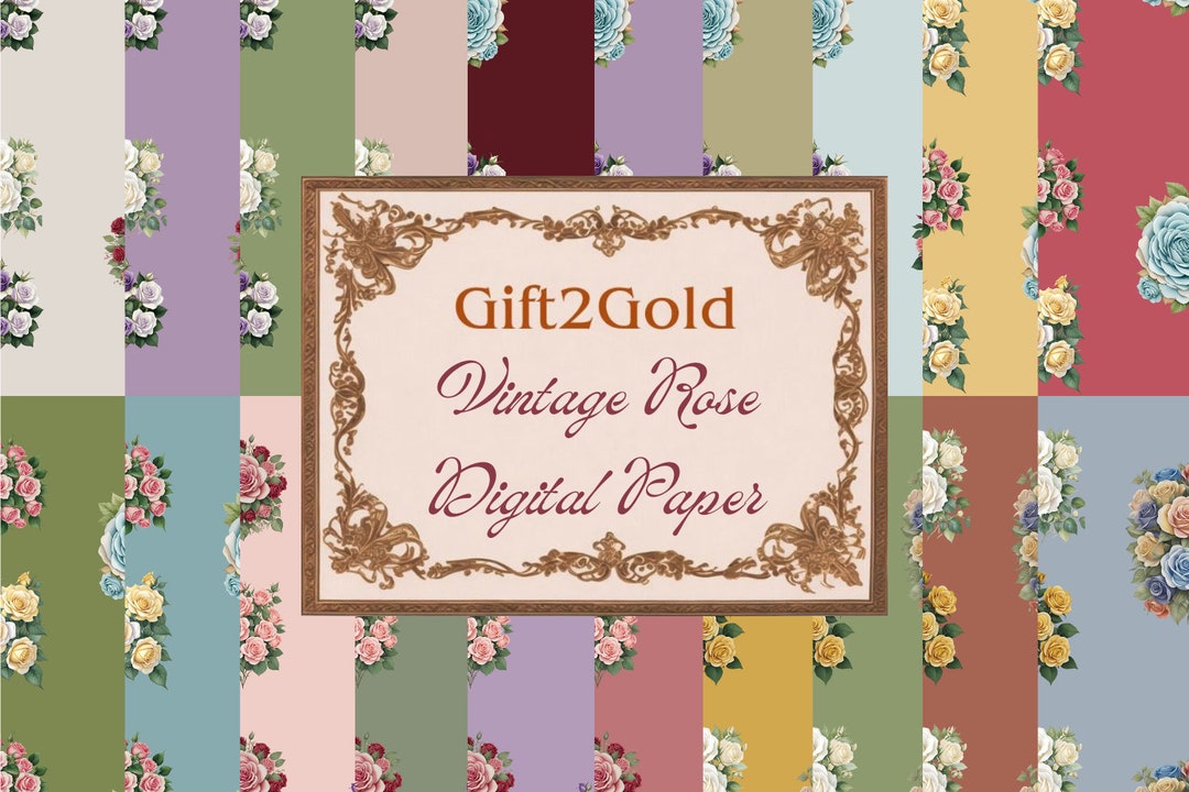 Vintage Rose Digital Paper, Seamless Digital Paper Vintage Patterns ...