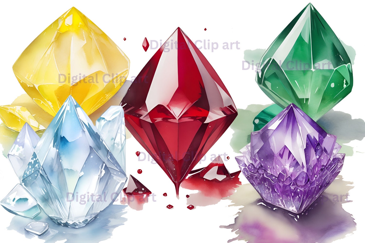 Crystal Clipart Digital Clip Art Crystal Water Color for Decoratives ...