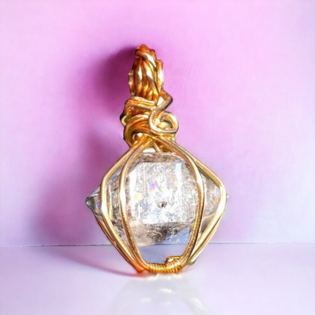 Herkimer Diamond Wire Wrapped Crystal Pendant - Etsy