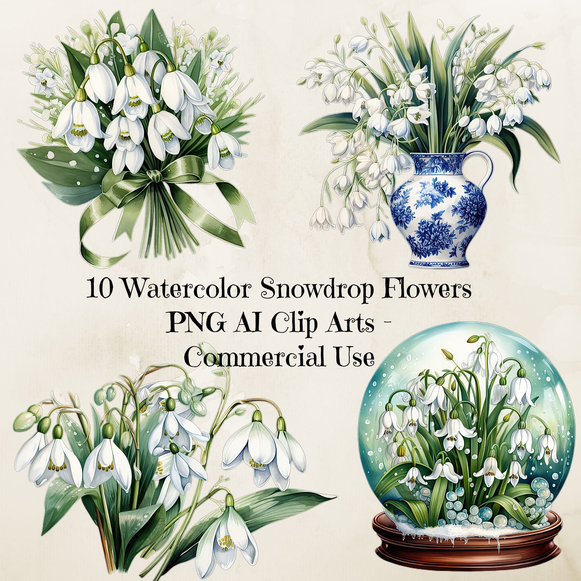 Snowdrop Flower Clipart, Watercolor Snowdrop Clipart, Snowdrop Flowers ...
