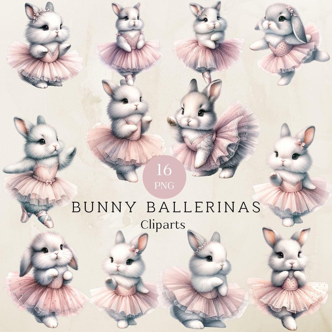 Watercolor Ballerina Bunny Clipart, Bunny Ballerina Png, Ballet Bunnies ...