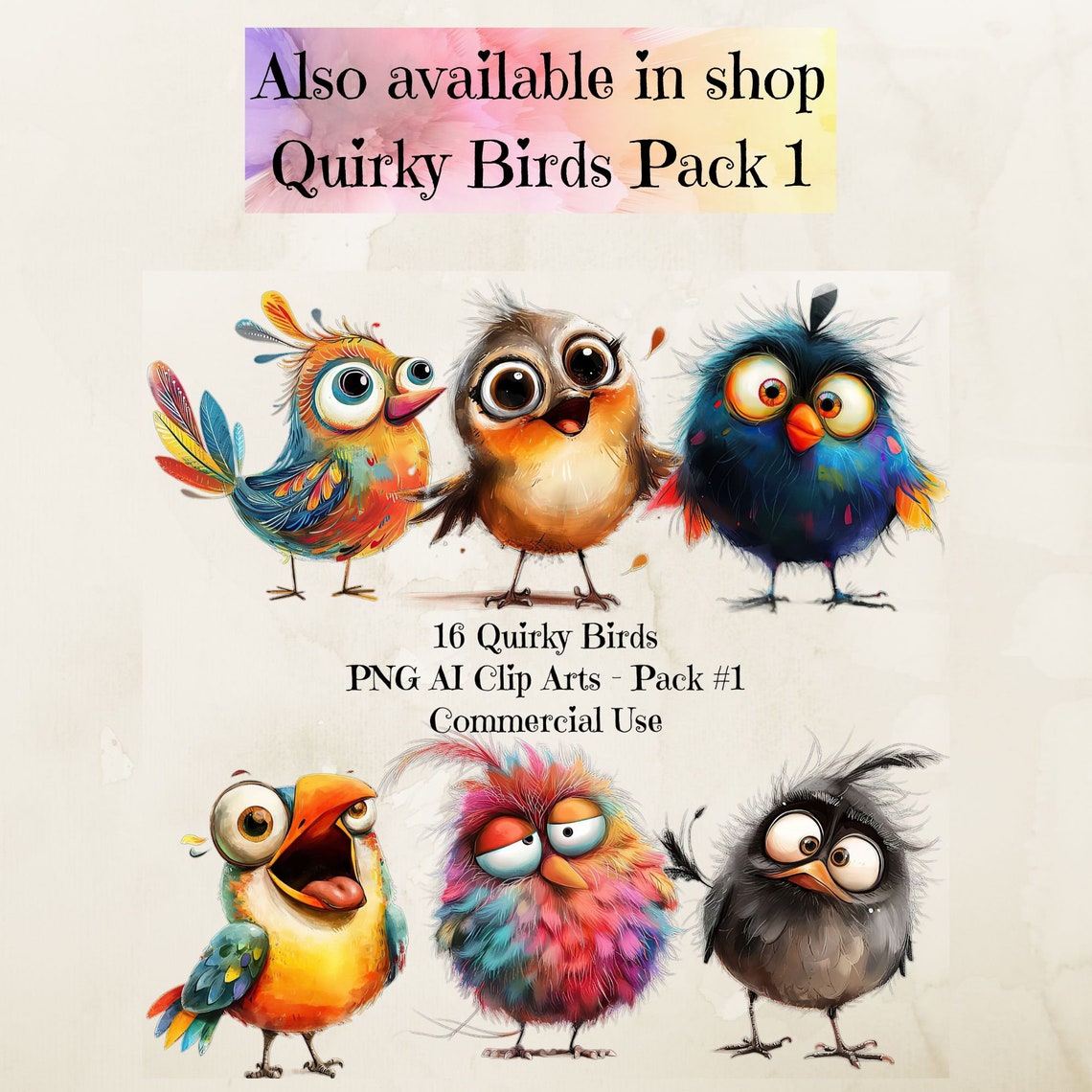 Whimsical Quirky Bird Clipart, Funny Bird Clipart, Cute Caricature ...