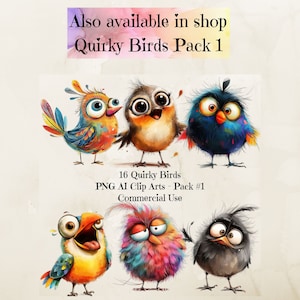 Whimsical Quirky Bird Clipart, Funny Bird Clipart, Cute Caricature ...