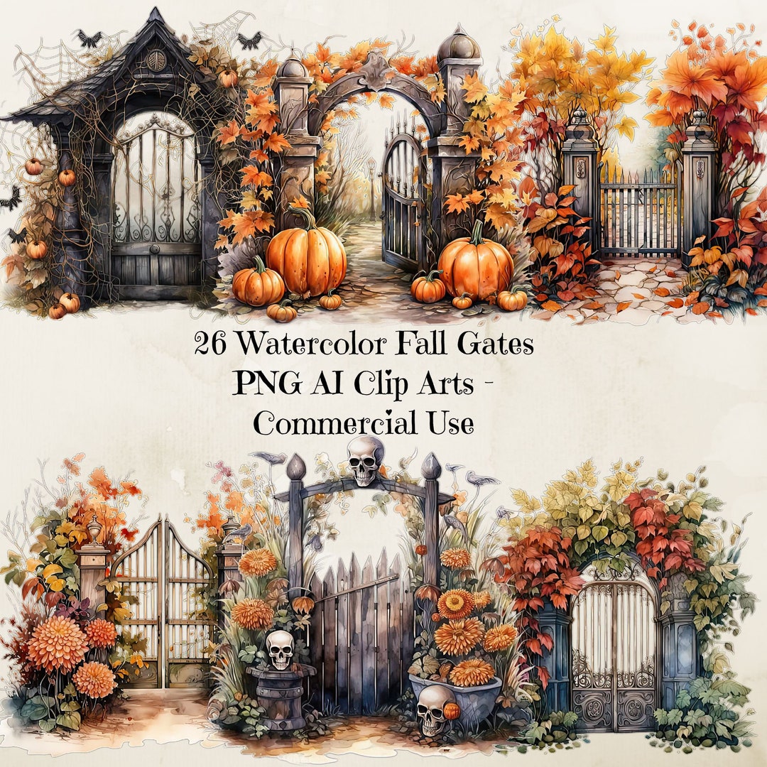 Autumn Gate Clipart, Fall Floral Gates, Fall Gates Png, Autumn Clipart ...