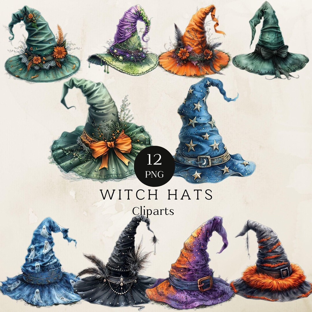 Watercolor Halloween Witch Hat Clipart, Halloween Png Clipart ...