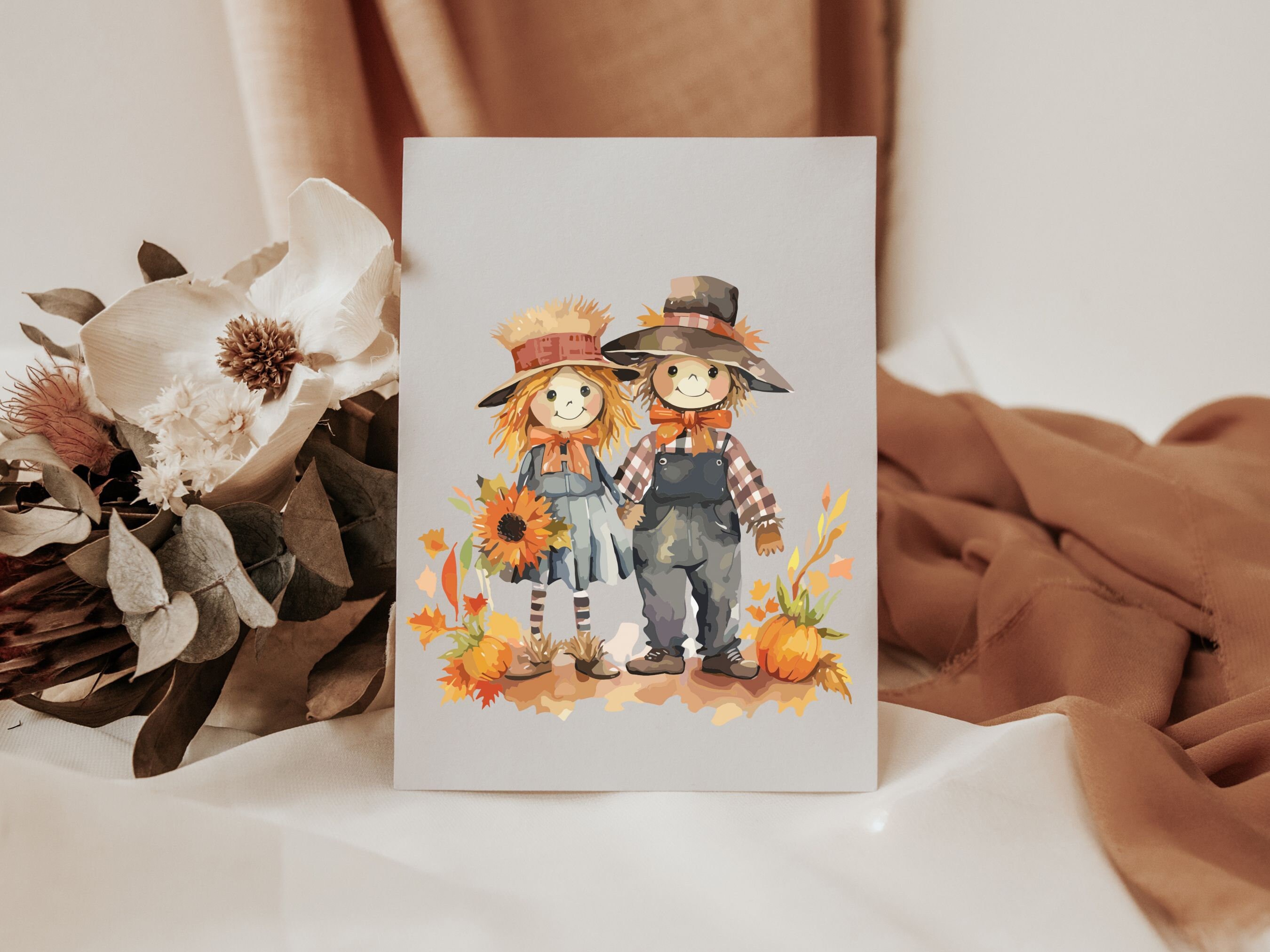 Watercolor Scarecrow Clipart Bundle Scarecrow Clipart Autumn - Etsy