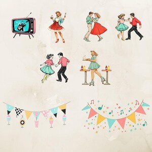 Sock Hop Clipart, Vintage 50s Retro Graphics, 50s Retro Diner Graphics ...