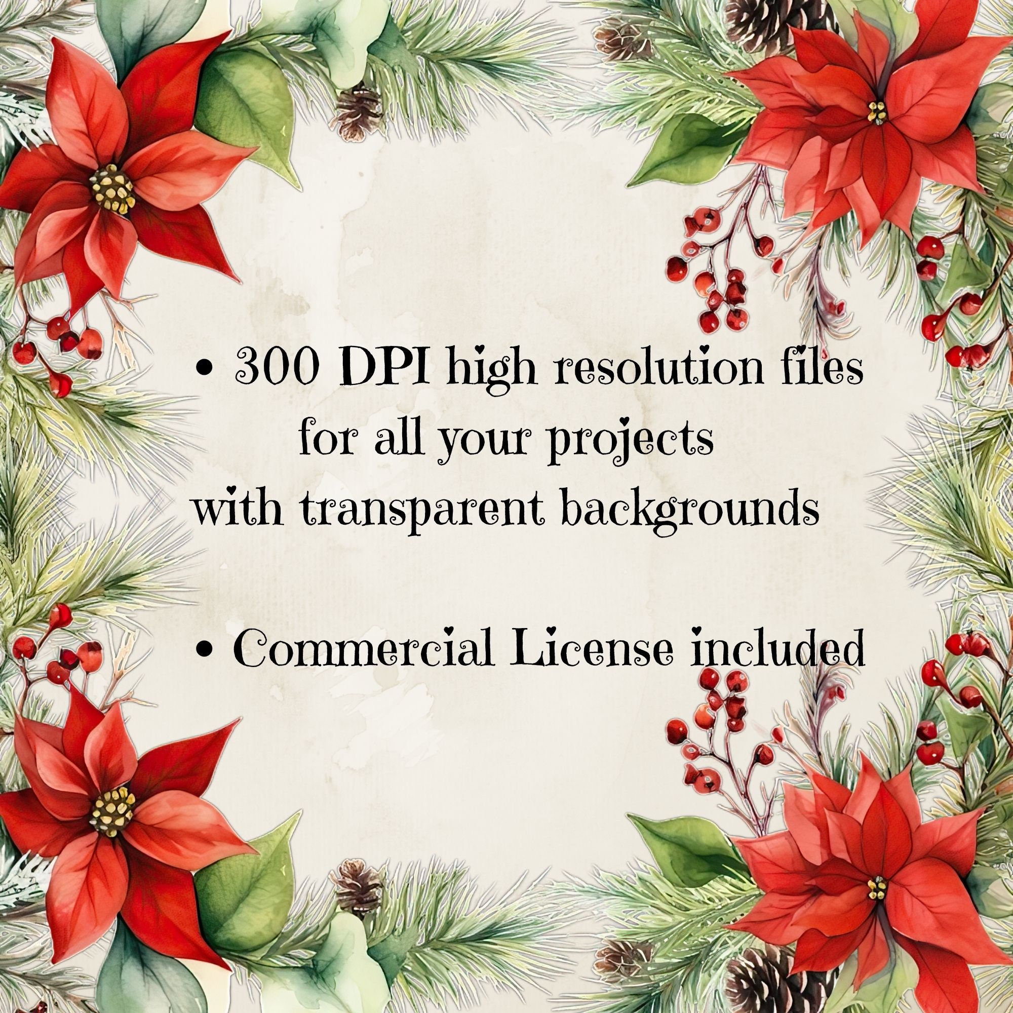 Watercolor Christmas Poinsettia Border Clipart, Poinsettia Clipart ...