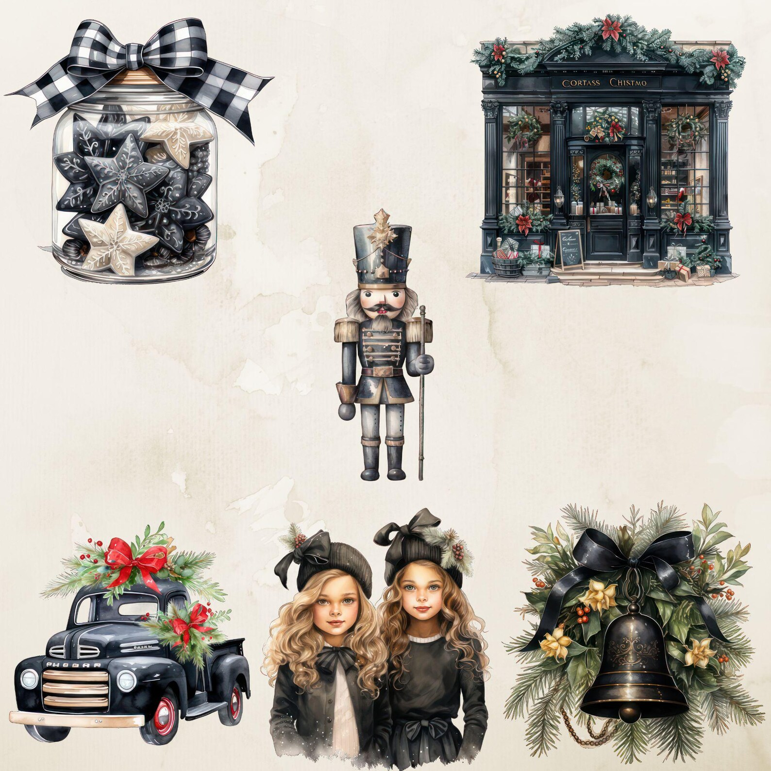 Moody Christmas Clipart, Gothic Christmas Clipart, Black Christmas ...