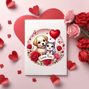 Valentine Dog and Cat Clipart Bundle, Cute Dog and Cat Graphics, Dog ...