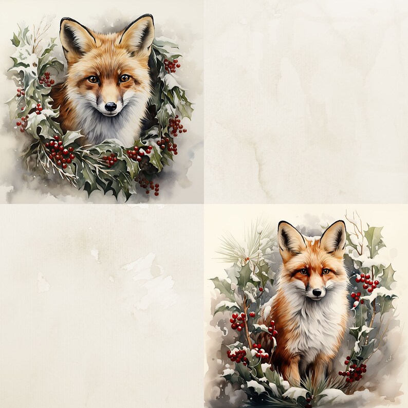 Winter Fox Watercolor Clipart Png, Watercolor Fox Clipart, Printable ...