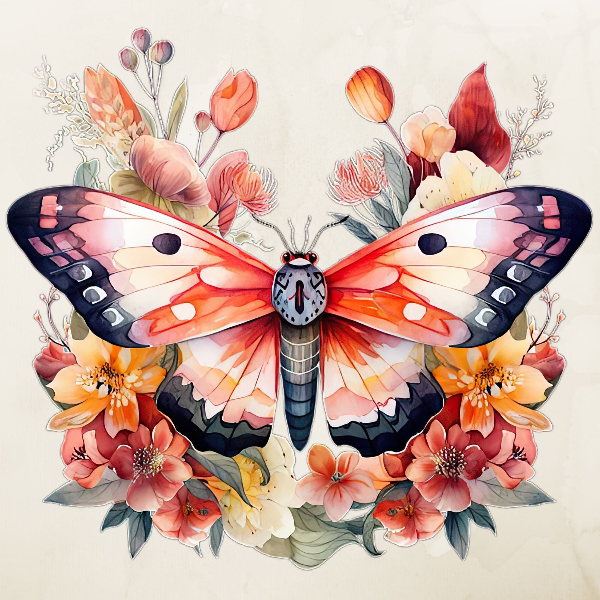 Magical Moth Watercolor Clipart Set, Fantasy Style (PNG, Digital ...