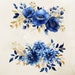 Royal Blue and Gold Floral Clipart, Gold and Blue Flower Clipart, Blue ...
