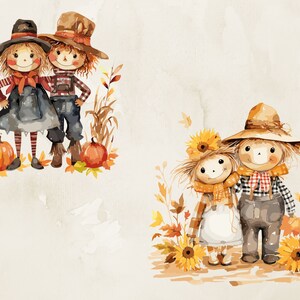 Watercolor Scarecrow Clipart Bundle Scarecrow Clipart Autumn - Etsy