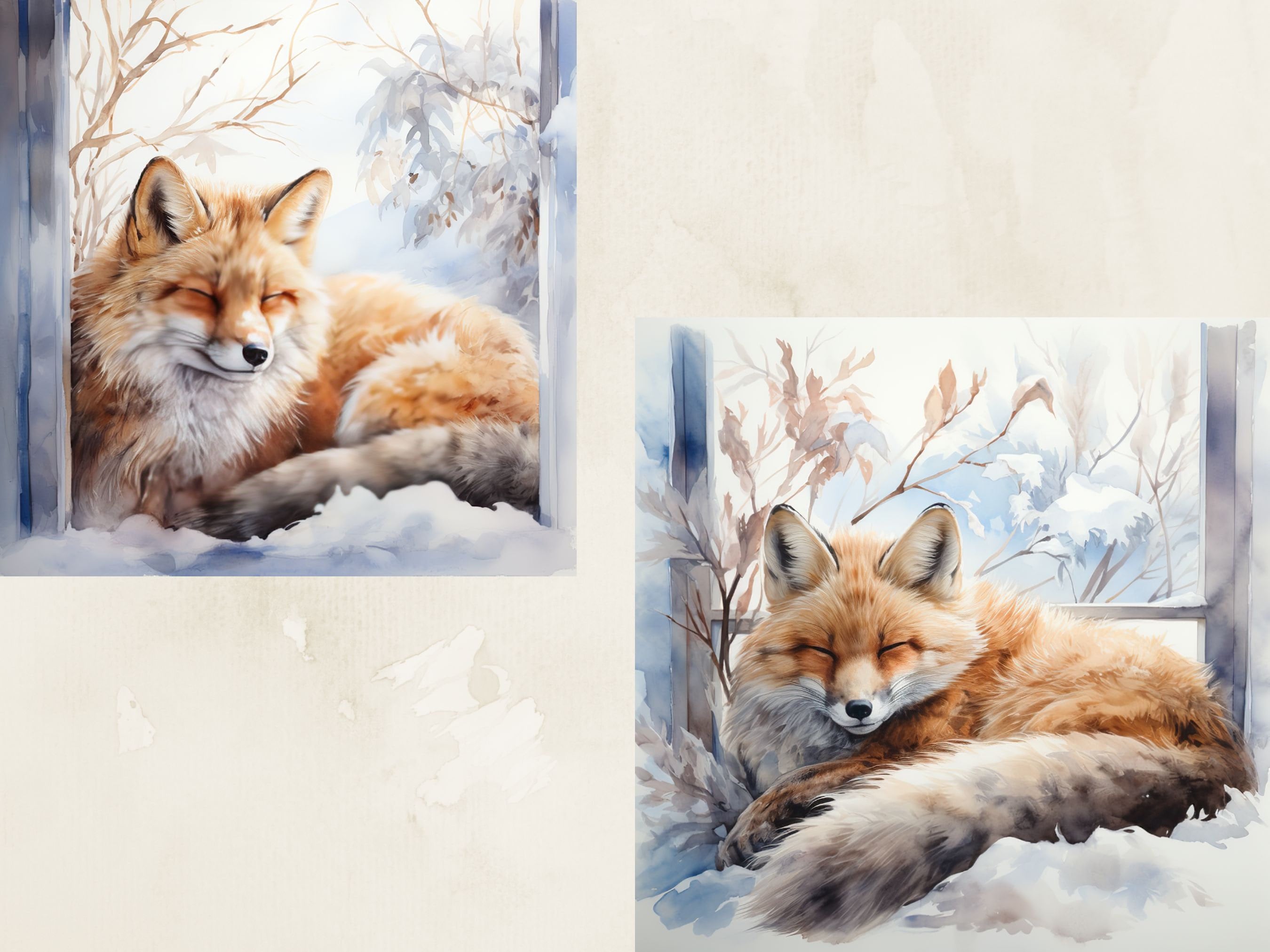 Winter Fox Watercolor Clipart Png, Watercolor Fox Clipart, Printable ...