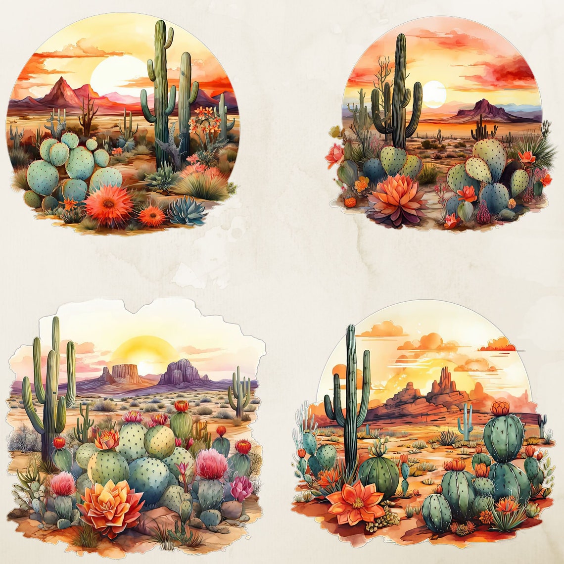 Desert Cactus Clipart, Desert Sunset Png, Western Png, Western ...