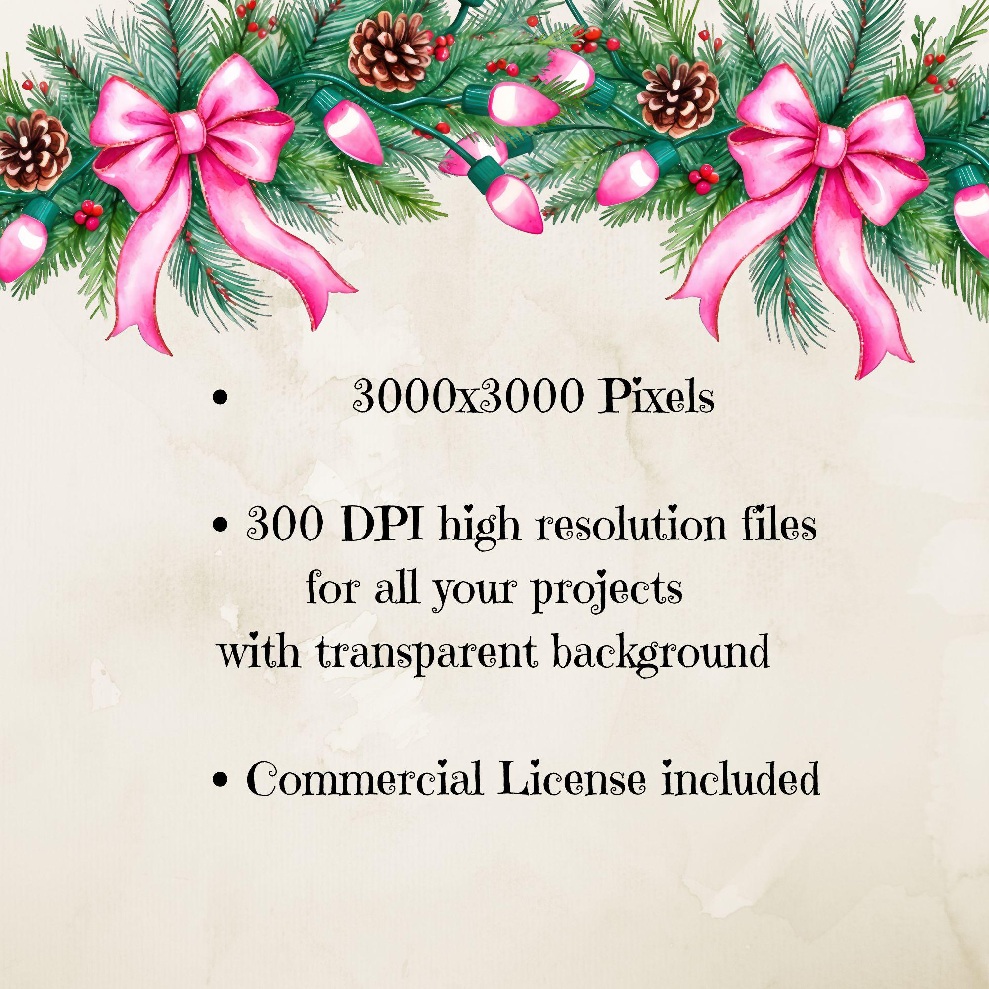 Preppy Pink Christmas Wreath Clipart, Watercolor Pink Wreath Clipart ...