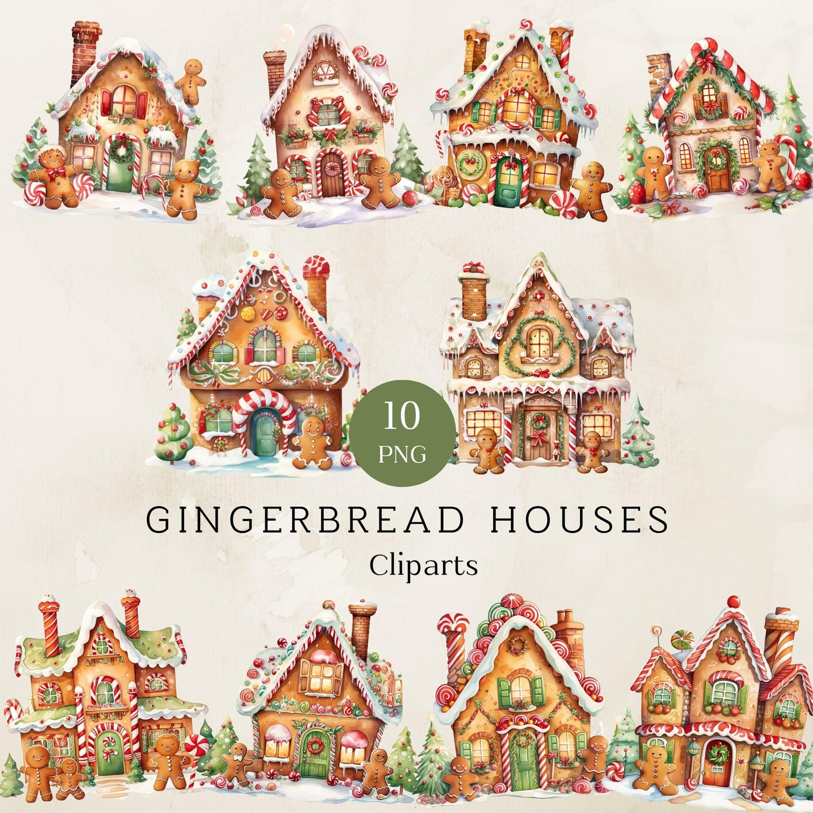Watercolor Gingerbread House Clipart, Christmas Clipart, Gingerbread ...