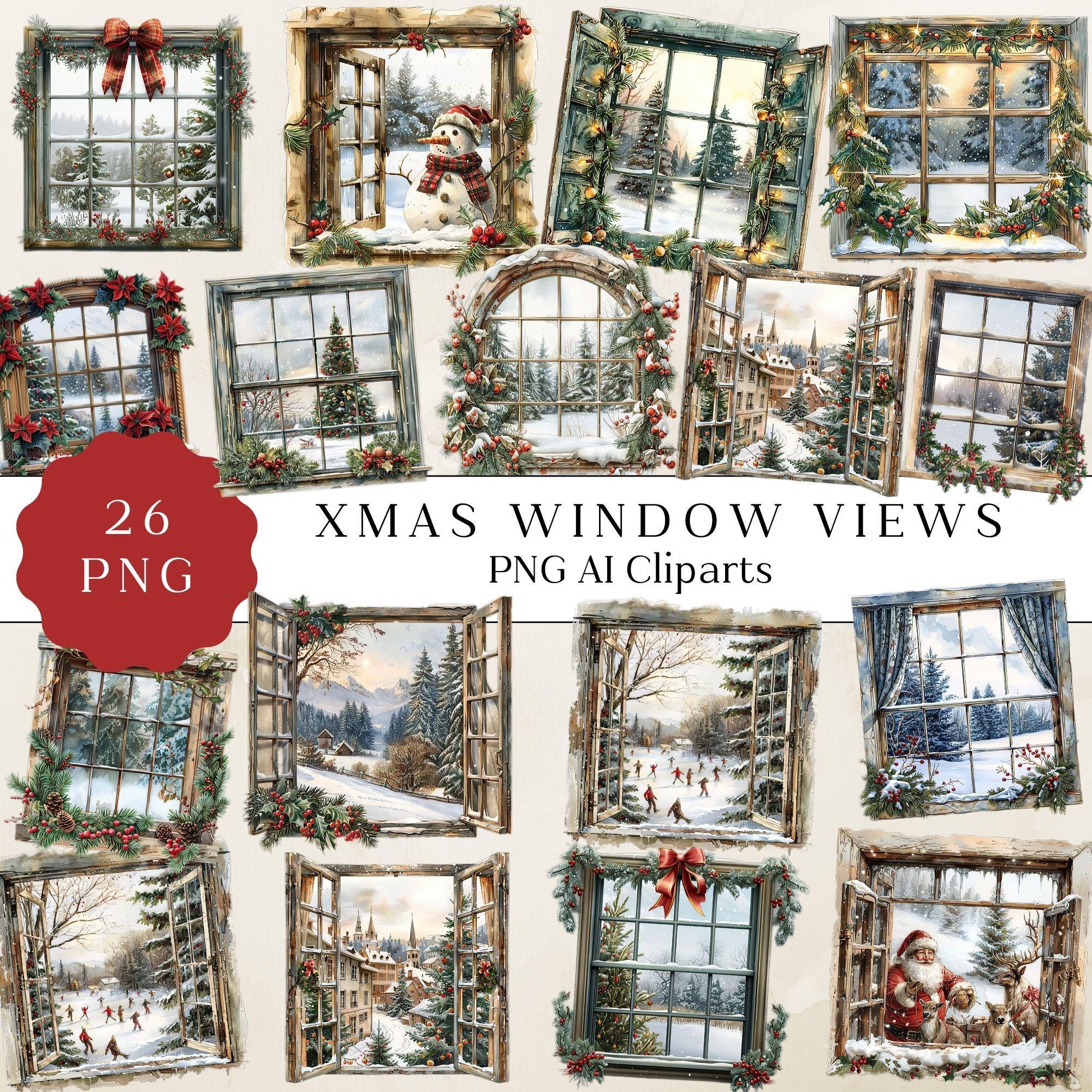 Watercolor Christmas Window Clipart, Christmas Window Png, Winter ...