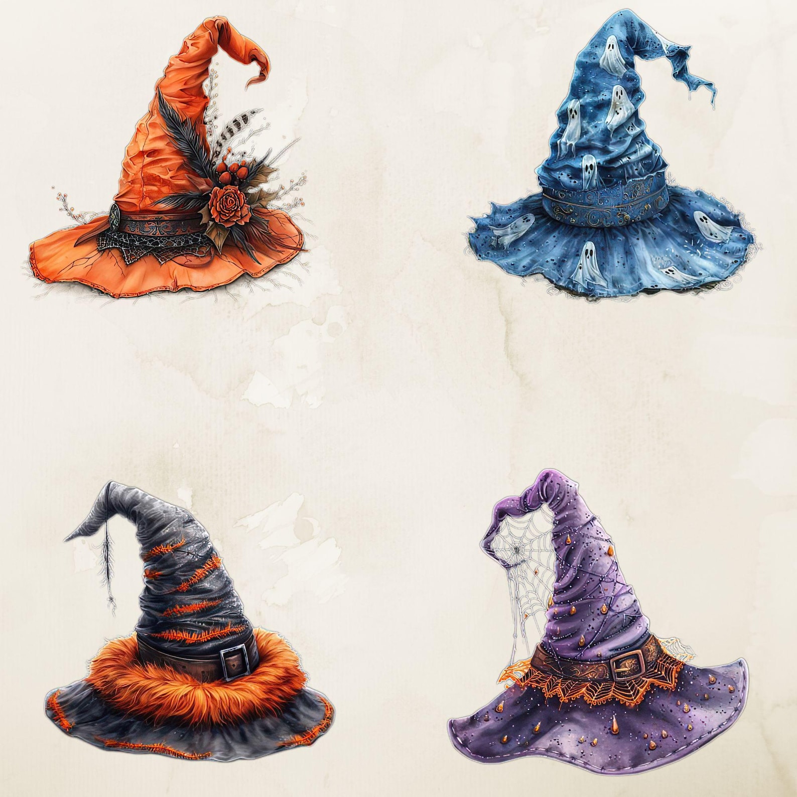 Watercolor Halloween Witch Hat Clipart, Halloween Png Clipart ...