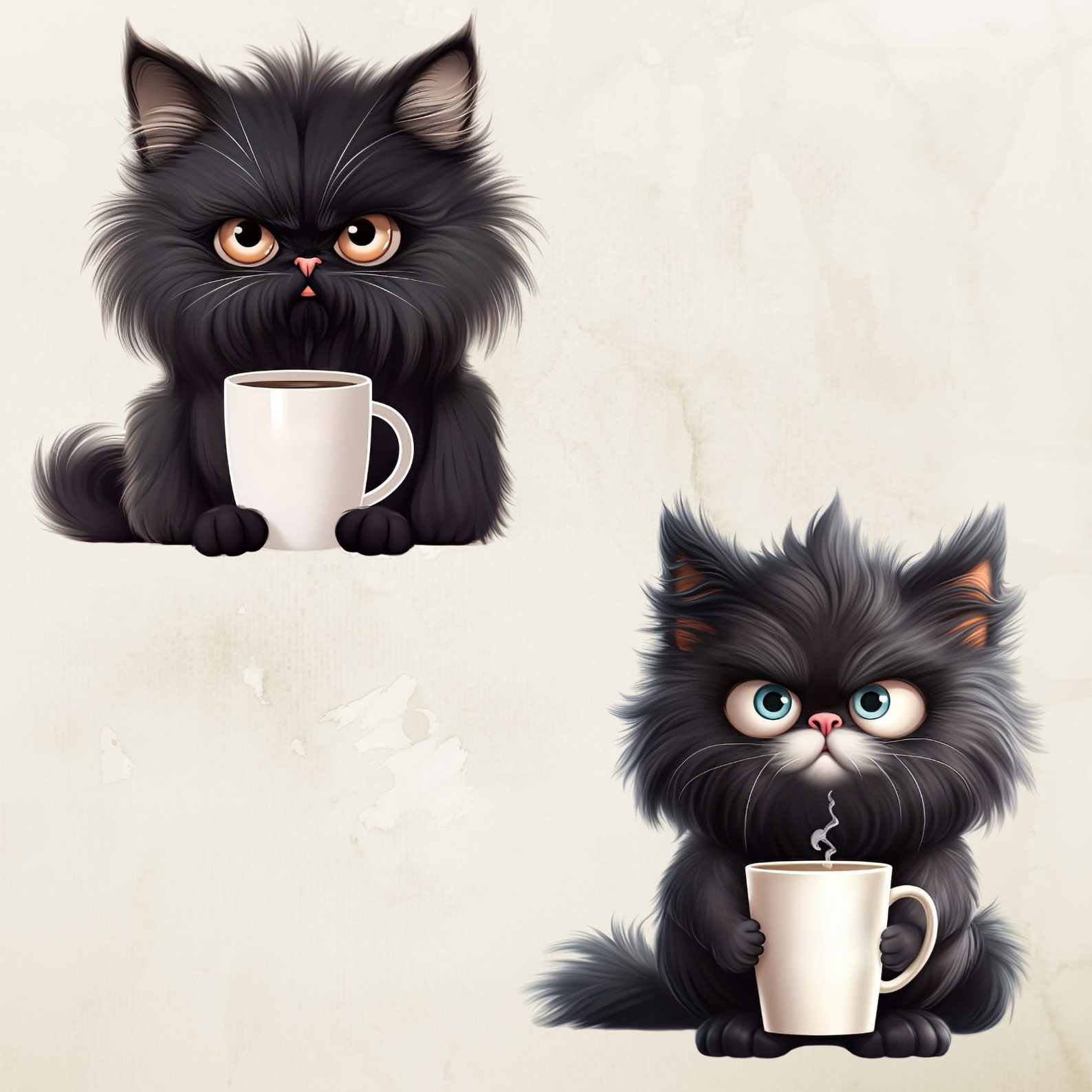 Grumpy Coffee Cat Clipart, Grumpy Cat Clipart, Printable, Cat Clipart ...