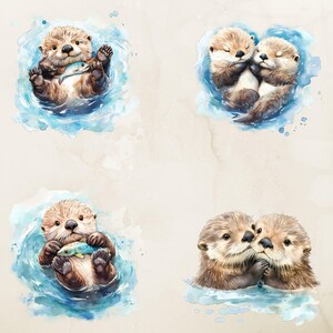 Cute Otter Watercolor Clipart, Cute Baby Otter Graphics, Sea Otter ...