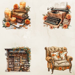 Fall Reading Clipart, Book Lover Fall Clipart, Trendy Bookish Png ...