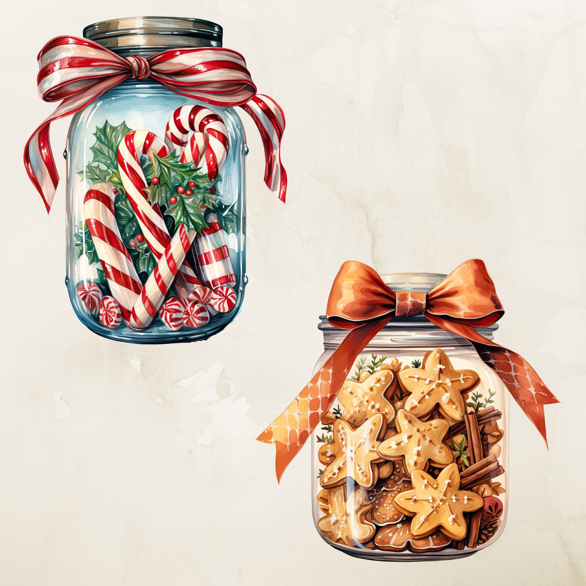 Watercolor Christmas Mason Jar Clipart, Christmas Jar Png, Christmas ...