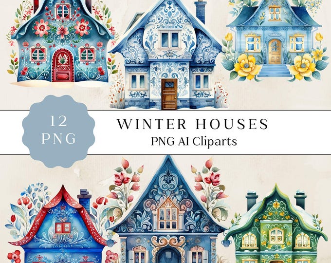 Winter Village Png, Scandinavian Christmas Png, Nordic Houses Clipart ...