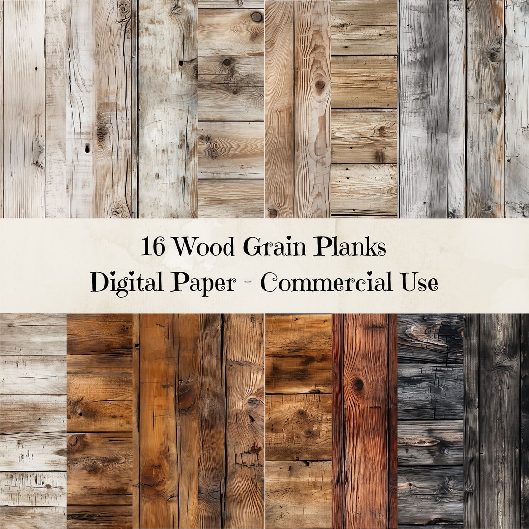 Wood Grain Planks Digital Paper, Wooden Background, Rustic Wood Digital ...