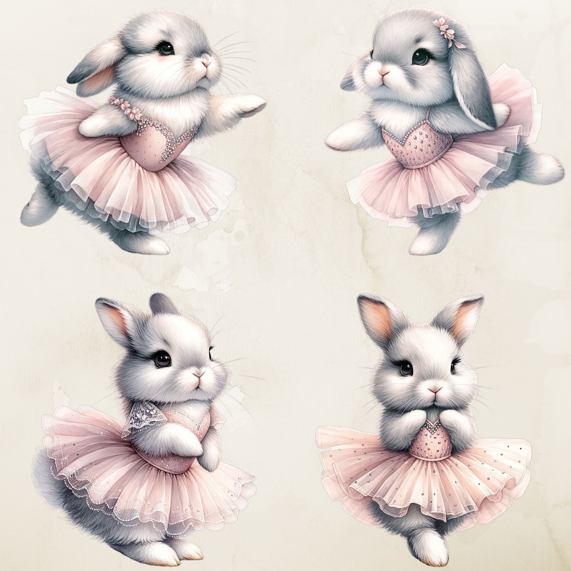 Watercolor Ballerina Bunny Clipart, Bunny Ballerina Png, Ballet Bunnies ...