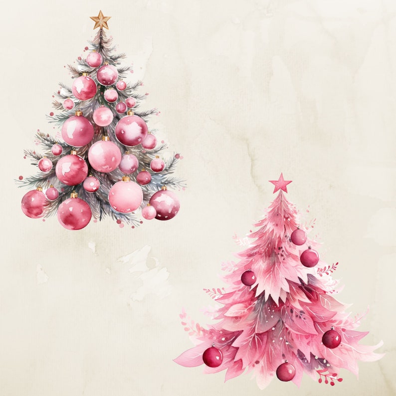 Pink Christmas Tree Png Clipart, Xmas Clipart, Cute Christmas Clipart ...