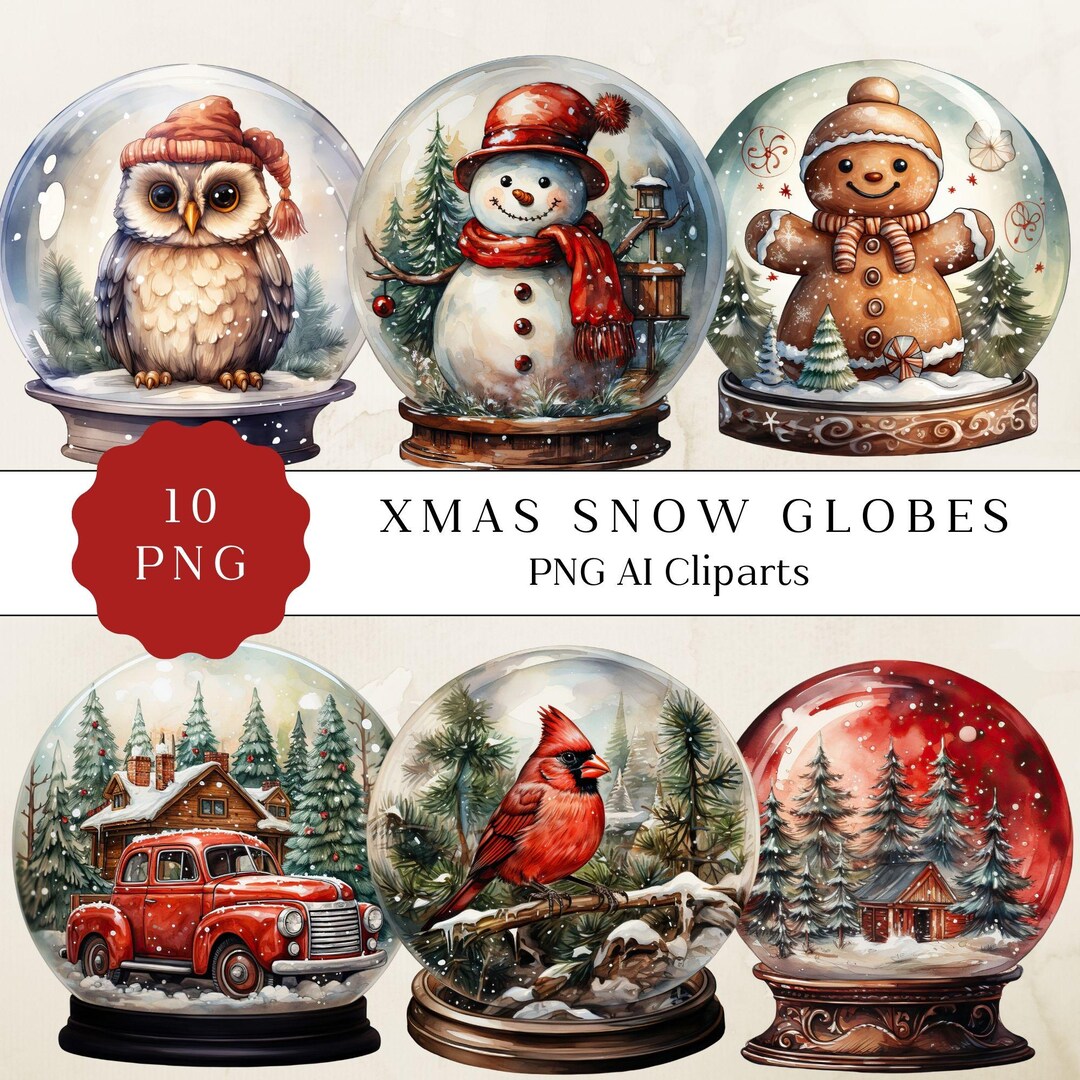 Christmas Snow Globe Clipart, Christmas Snow Globe Clipart - Watercolor ...