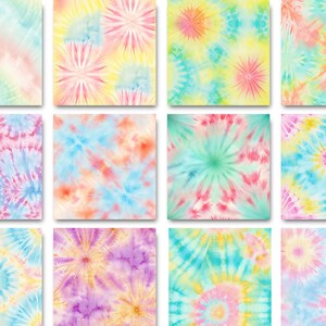 Pastel Tie Dye Digital Paper, Pastel Rainbow Tie Dye Digital Paper, Tie ...