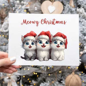 Quirky Christmas Cat Clipart, Funny Holiday Cats, Whimsical Cat ...