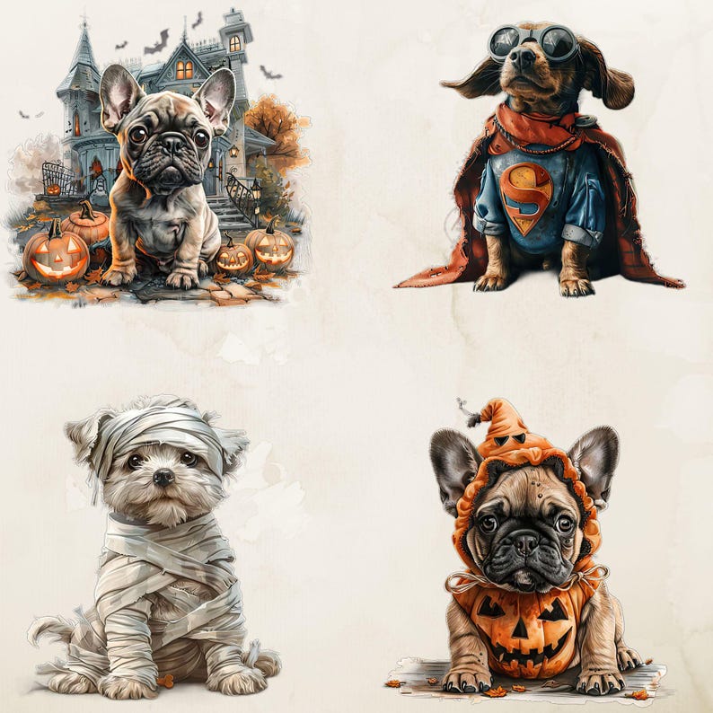 Halloween Dogs Clipart, Dogs in Costumes, Halloween Dogs Clip Art, Cute ...