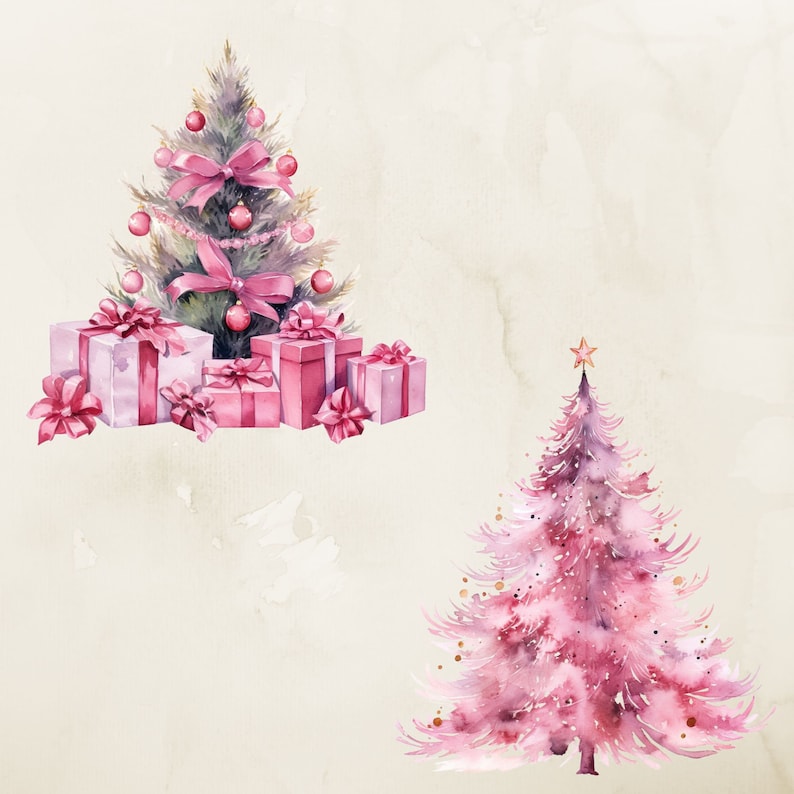 Pink Christmas Tree Png Clipart, Xmas Clipart, Cute Christmas Clipart ...